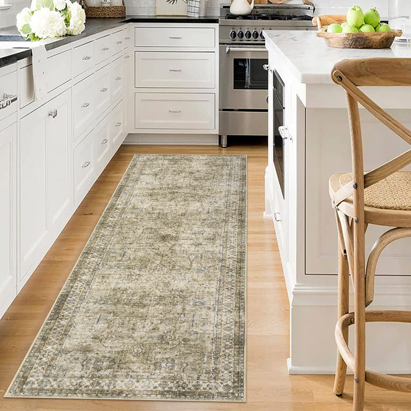 Bungalow Rose Rhuari Oriental Machine Woven Polyester Area Rug in White ...