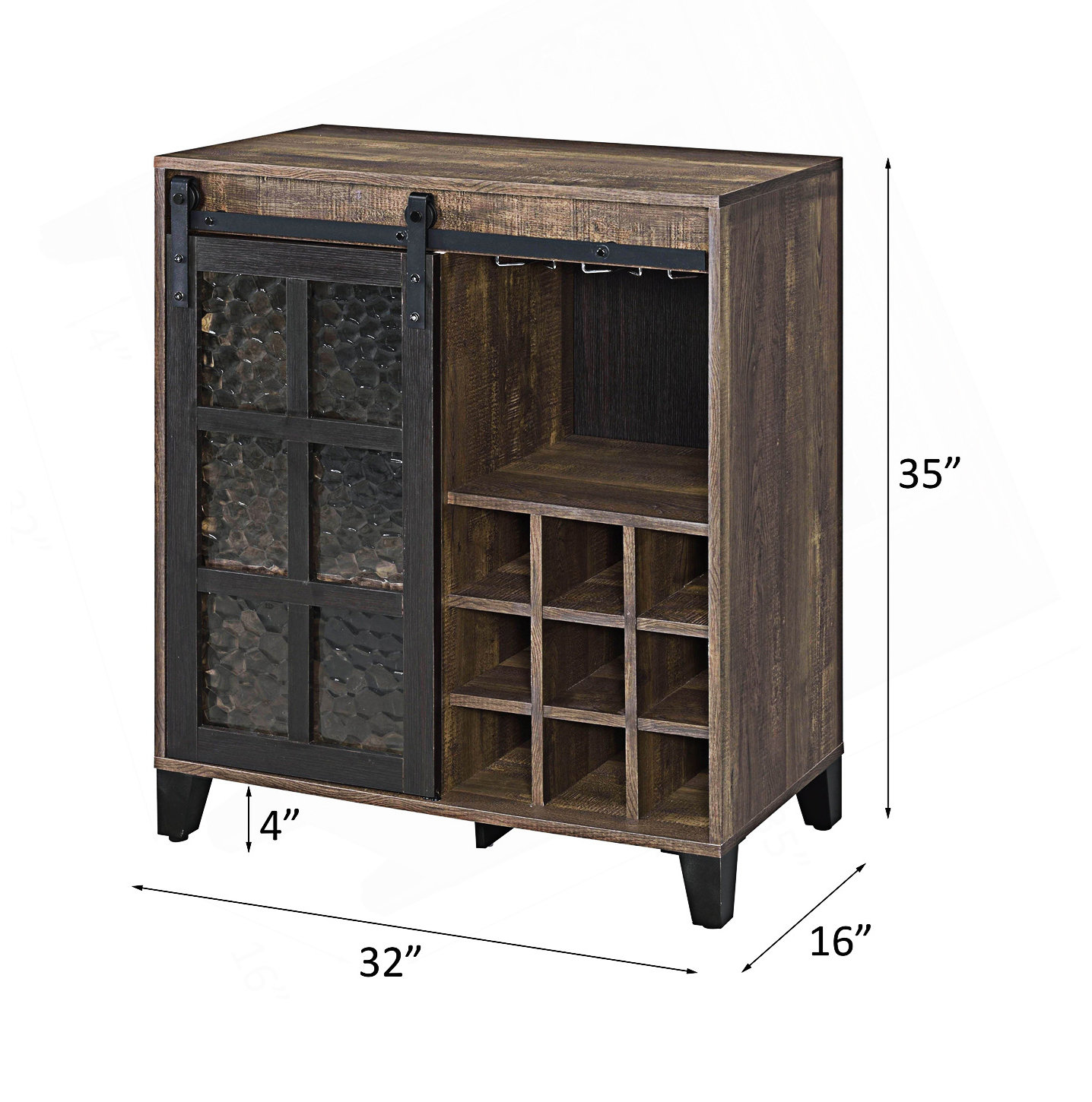 Gracie Oaks Rustic Wine Cabinet, Entryway Cabinet | Wayfair
