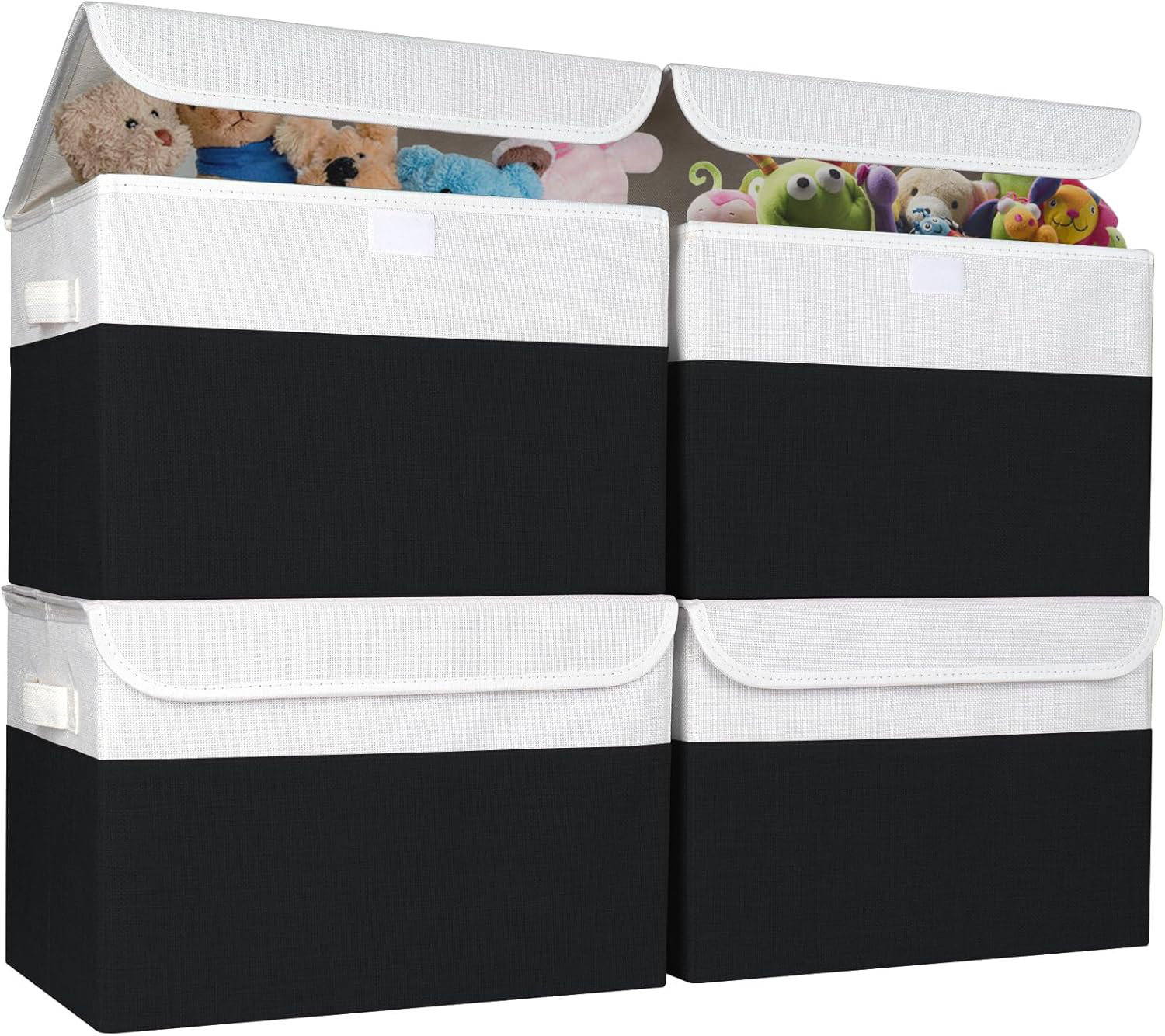 Latitude Run® Set Of 4 Foldable 22 Qt Linen Storage Bins With Lids ...
