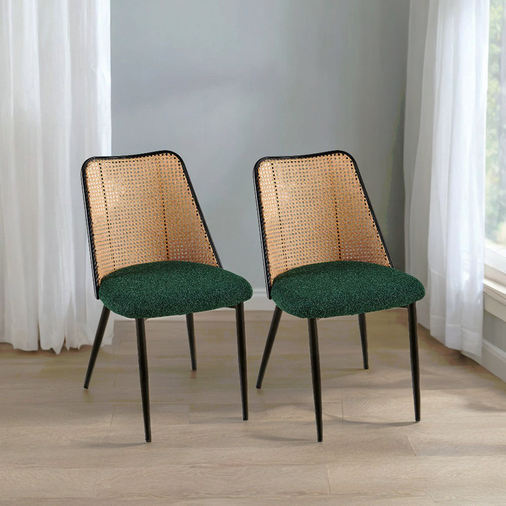 Latitude Run® Rattan Dining Chairs Set ,Boucle Chairs With Cane Back ...