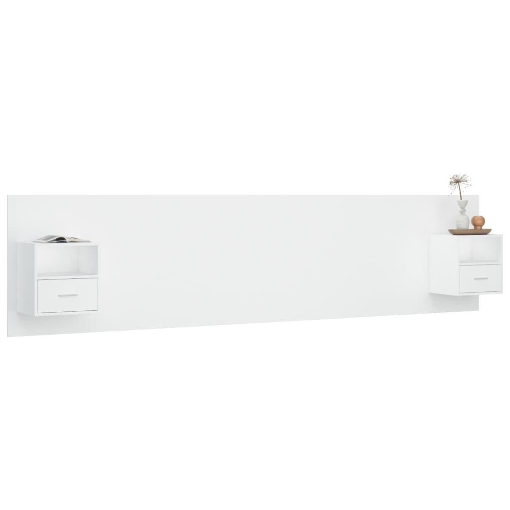 Latitude Run® Bed Headboard With Cabinet White Engineered Wood Large ...