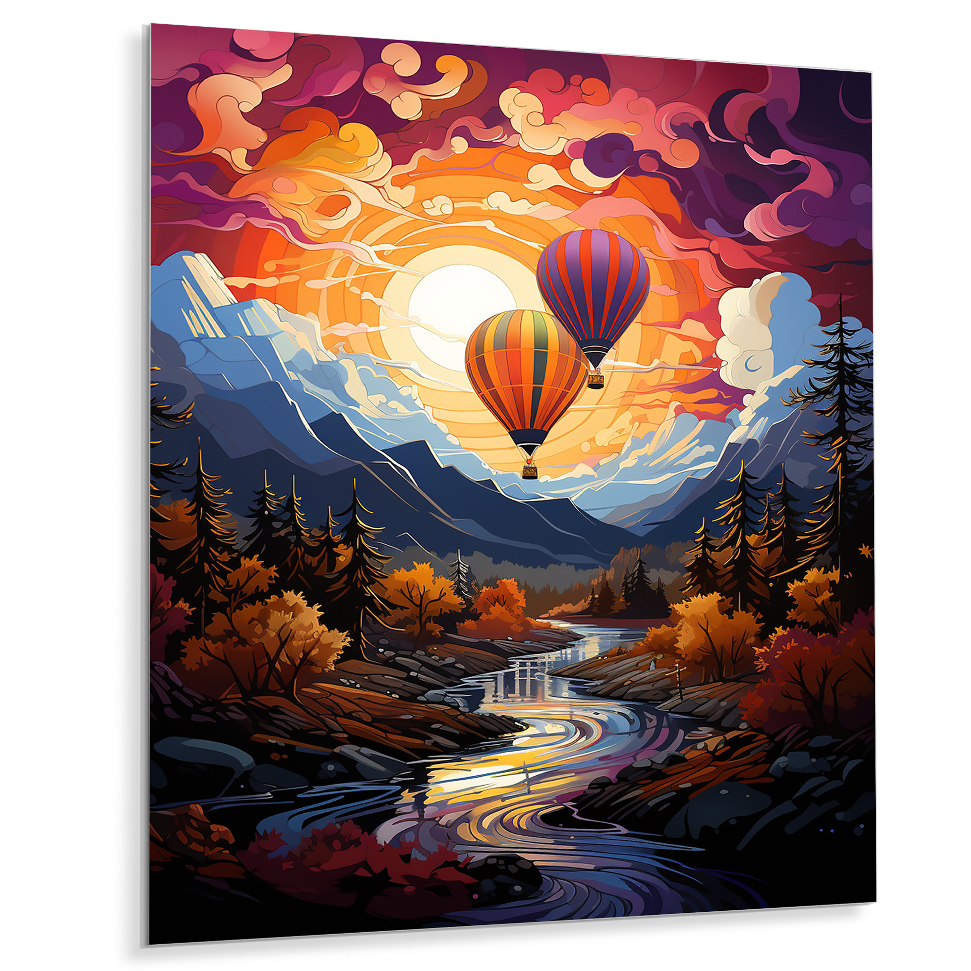Millwood Pines Orange Hot Air Ballon Collage II - Hot Air Balloon Metal ...
