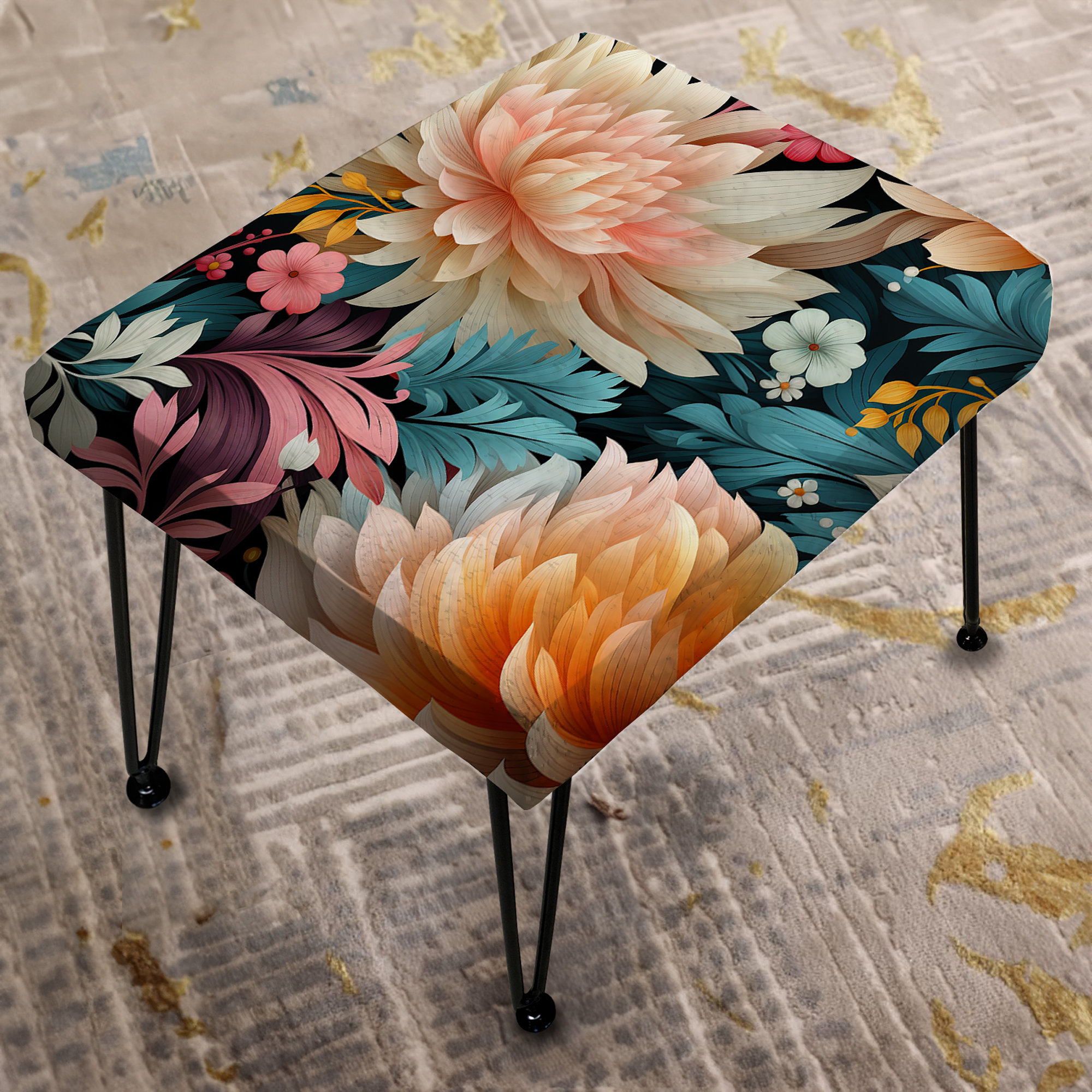 Design Art Playful Multicolor Feathery Delight - Floral Rectangle ...