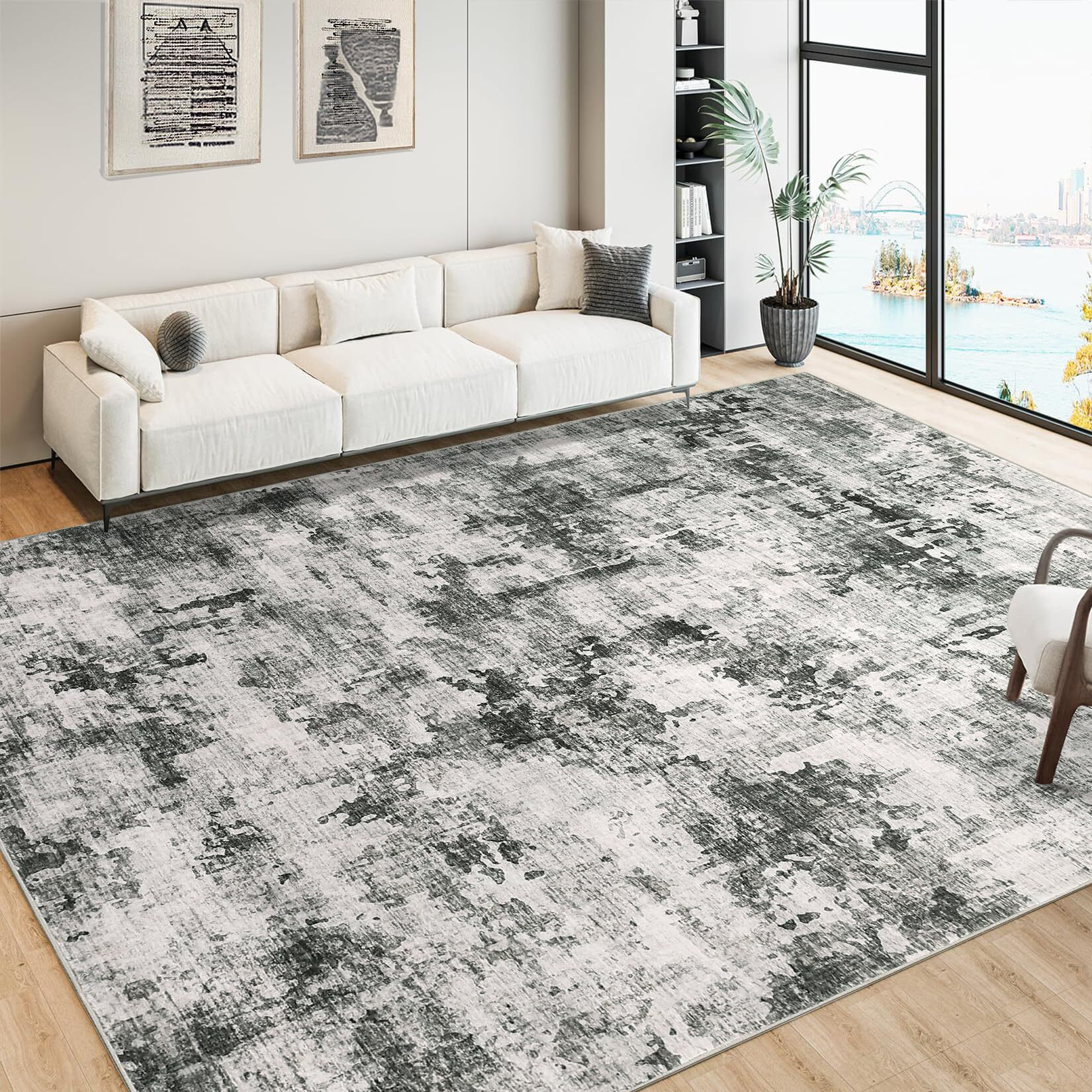17 Stories 9X12 Area Rug For Living Room, Soft Abstract Washable Rug ...