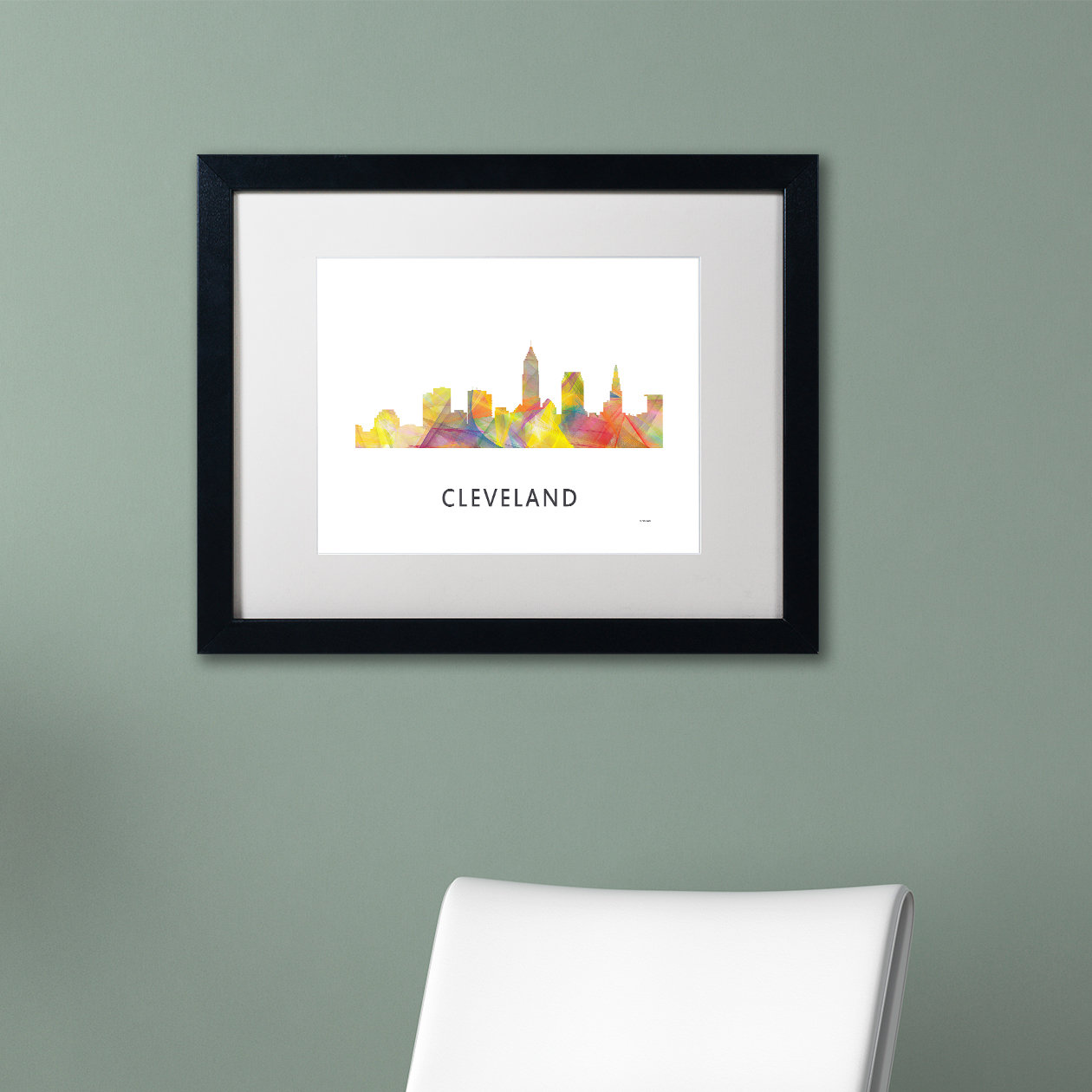 Ebern Designs 'Cleveland Ohio Skyline WB-1' Framed Graphic Art on ...