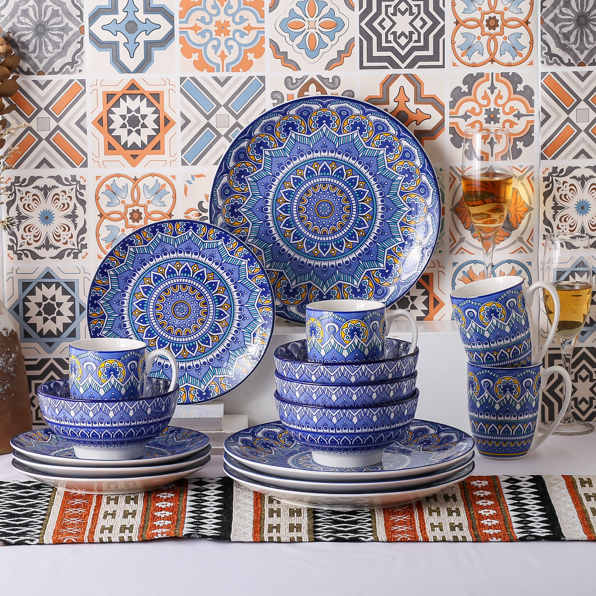 Vancasso Mandala 16 Piece Dinnerware Set, Service for 4 & Reviews | Wayfair