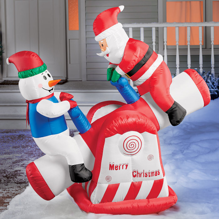 The Holiday Aisle® Aldean Snowman and Santa Claus Teeter Totter ...