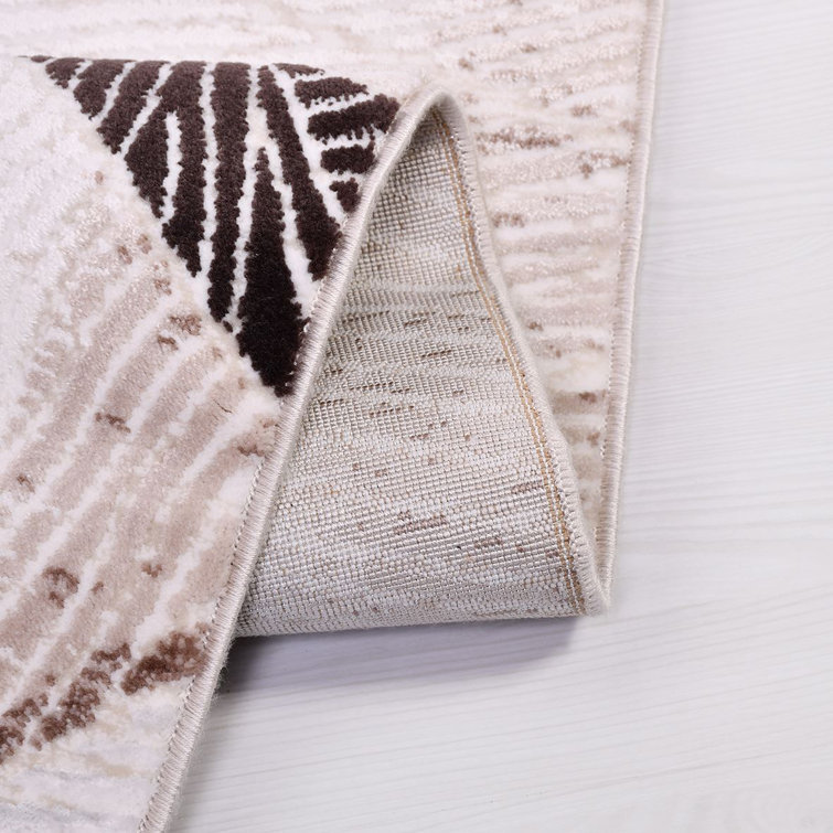 Ivy Bronx Berin Cream Geometric Cotton Machine Made Area Rug | Wayfair ...