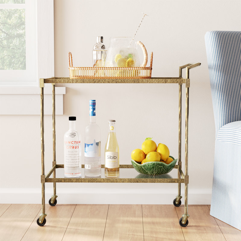 Birch Lane™ Claudia Metal And Glass Bar Cart | Birch Lane