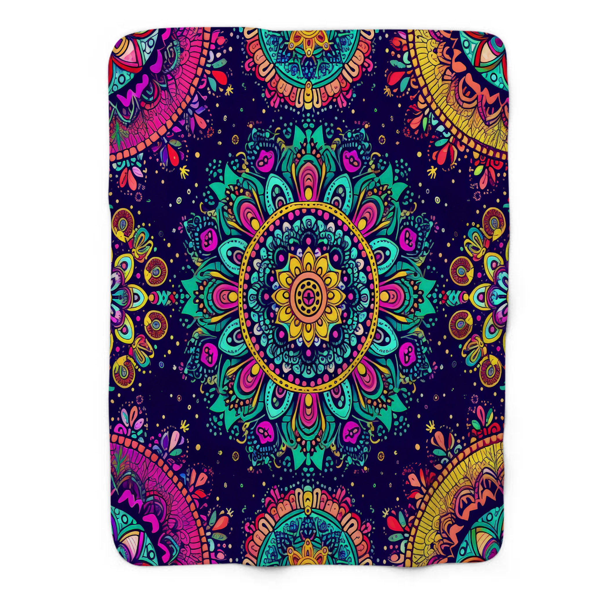 MentionedYou Chromatic Mandala Bliss - 1 Piece Premium Sherpa B Throw ...