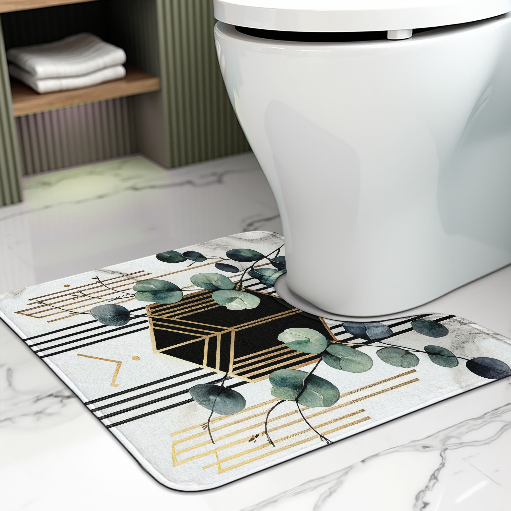 Dakota Fields Eucalyptus Toilet Mat U-Shape Bathroom Rug 20" x 16 ...