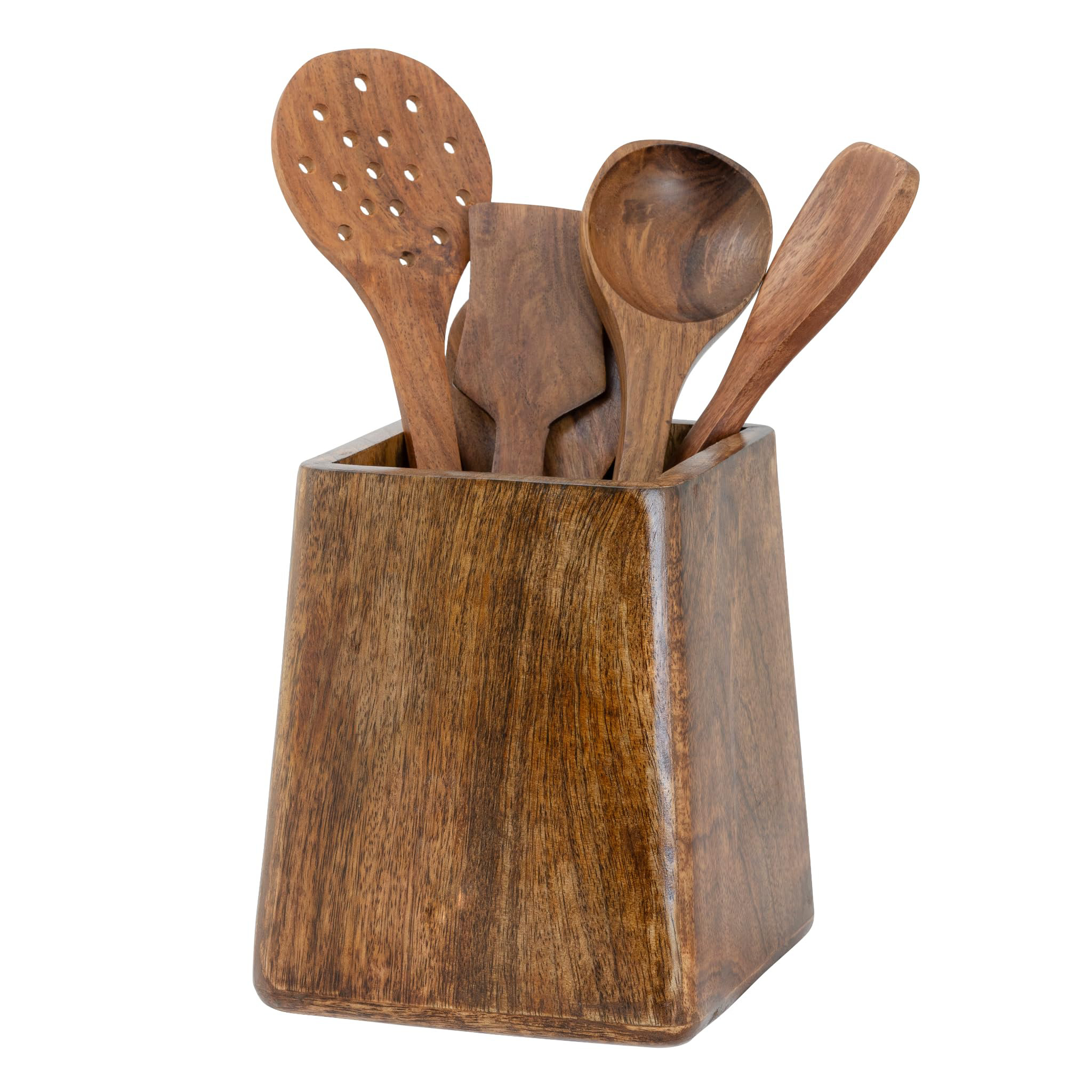Loon Peak® Rustic 7'' Large Utensil Holder Crock For Kitchen Countertop ...
