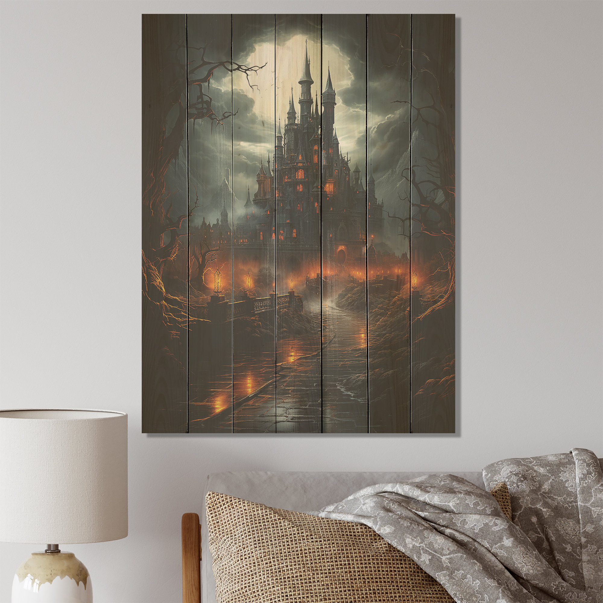 Charlton Home® Haunted Castle At Nightfall I - Castles On Wood Print ...