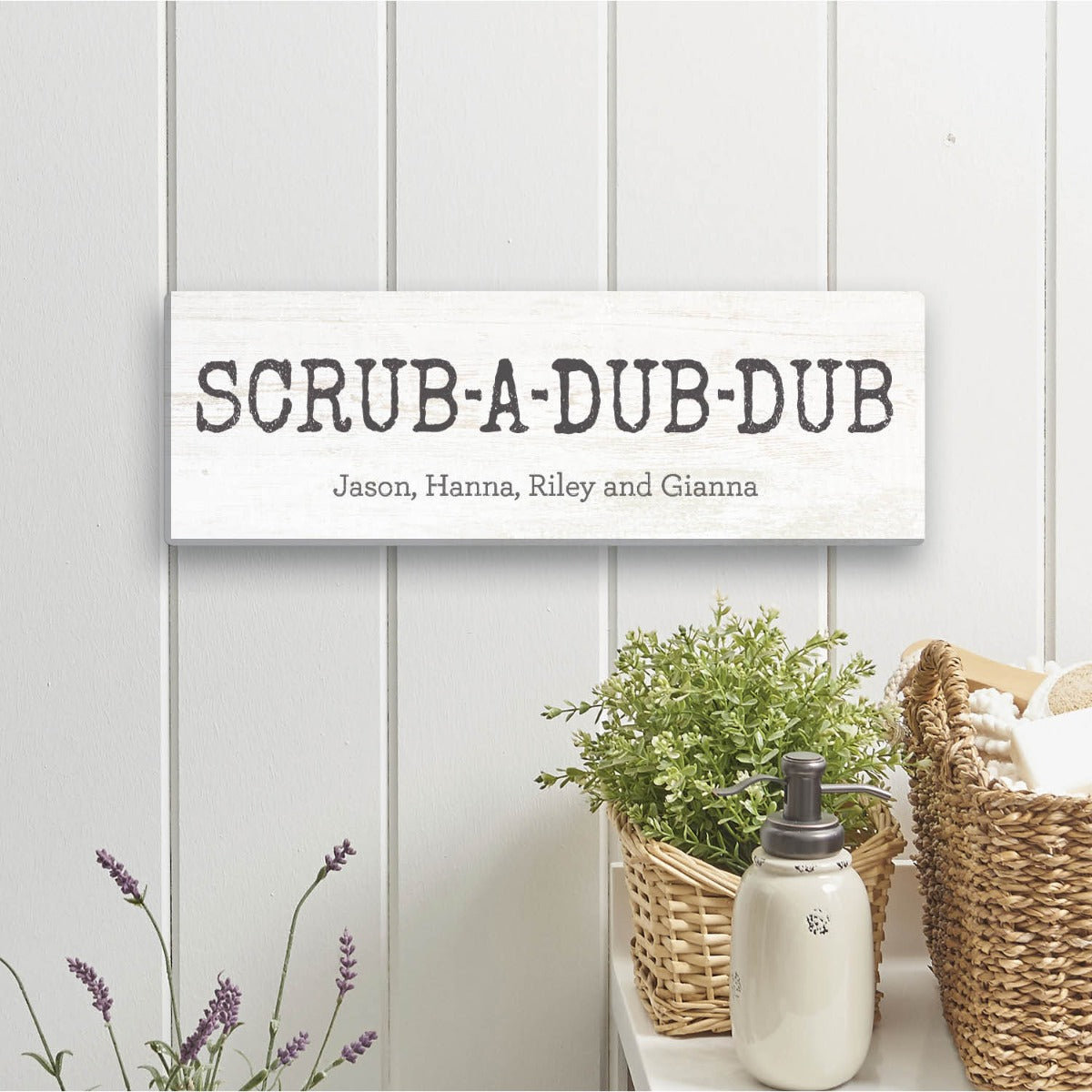 August Grove® Scrub a Dub Dub Personalized 9x27 Canvas | Wayfair