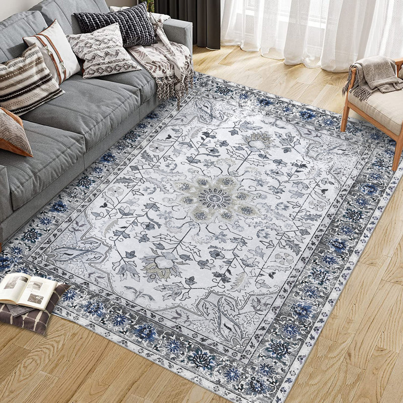 Canora Grey Sita Machine-Washable Area Rug with Non-Slip TPR Backing ...