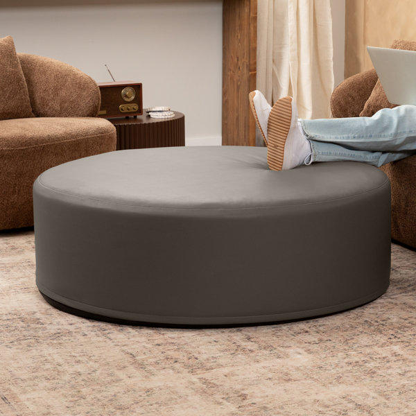 Latitude Run® Candler Round Couch Ottoman – Oversized Giant Coffee ...