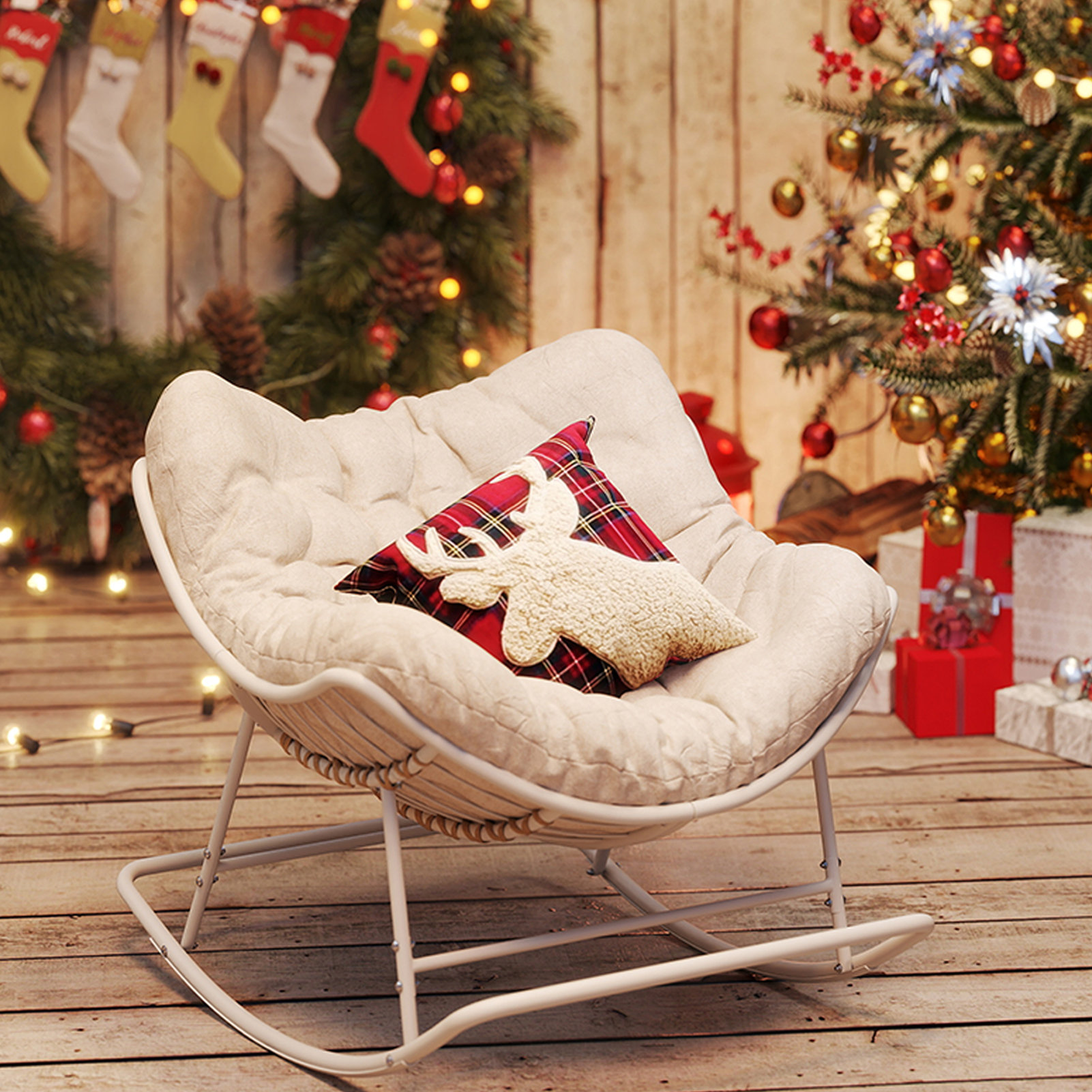 SWITTE Steel Rocking Chair With Cushion | Wayfair