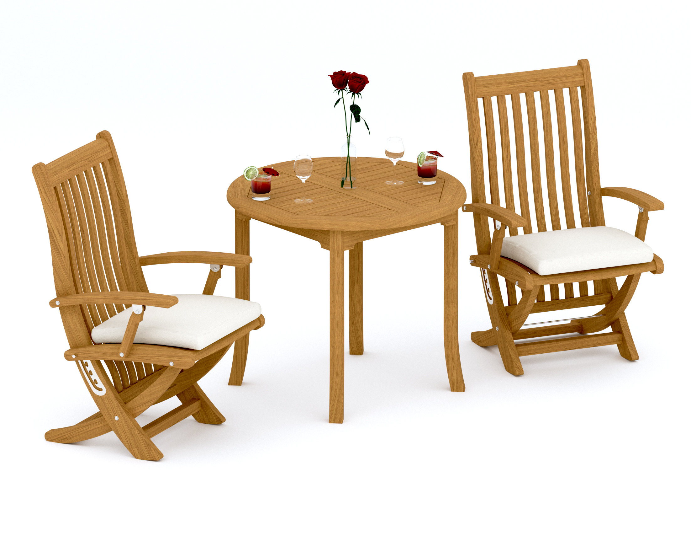Teak Smith 4 Seats 5 Pcs Grade-A Teak Wood Dining Set: 36" Round Table ...