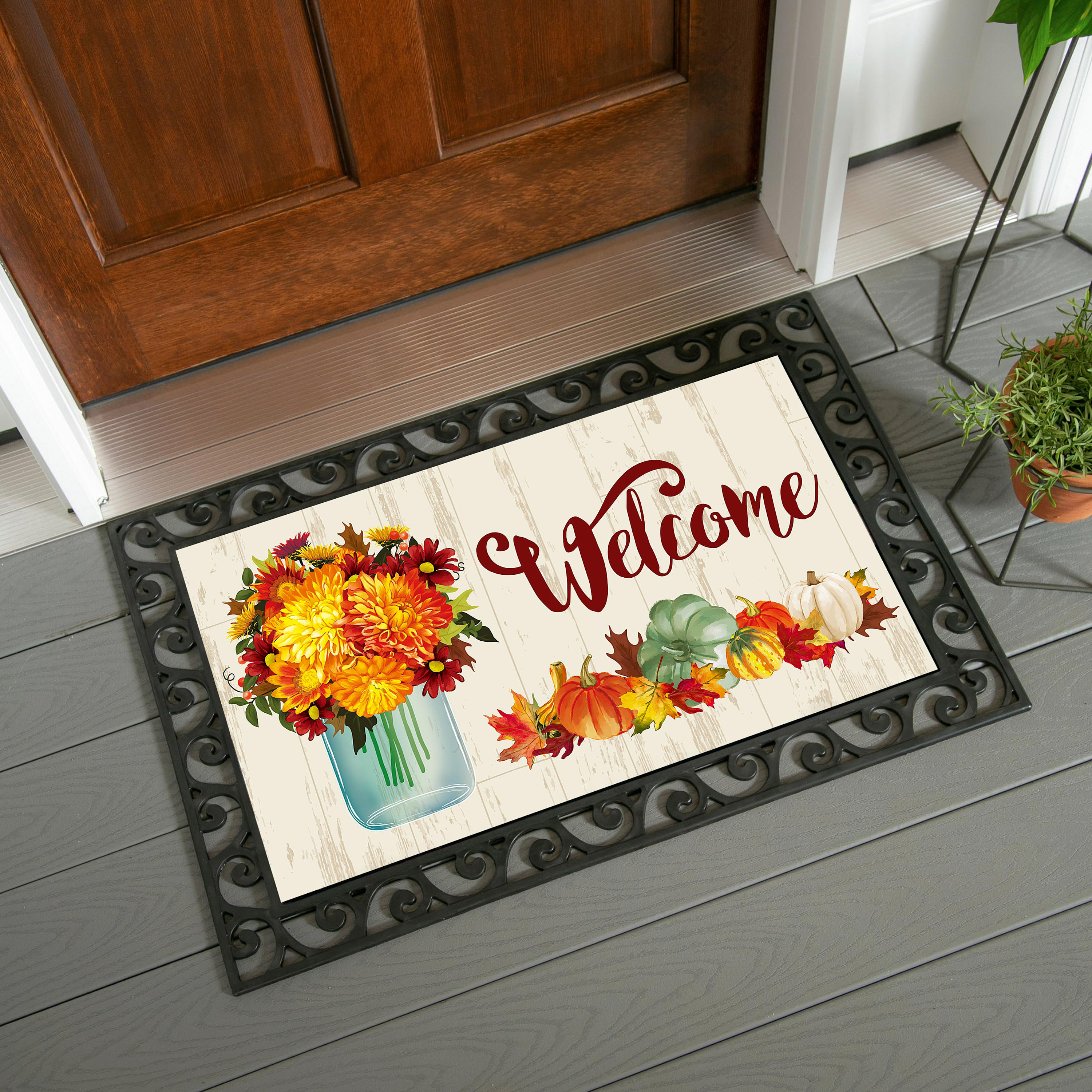 August Grove® Fall Mums Floral Mason Jar Sassafras Estate Switch Mat ...