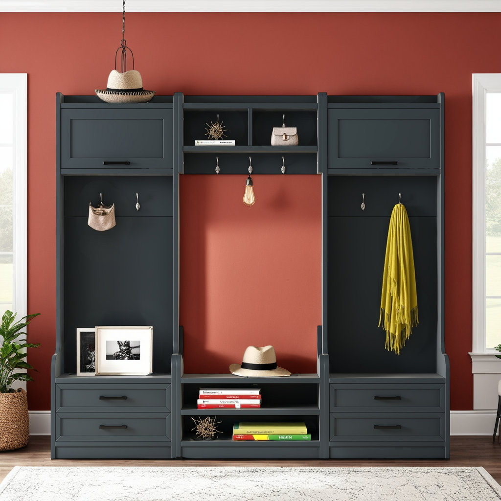 Red Barrel Studio® 4-in-1 Entryway Hall Tree with Storage Cabinets ...