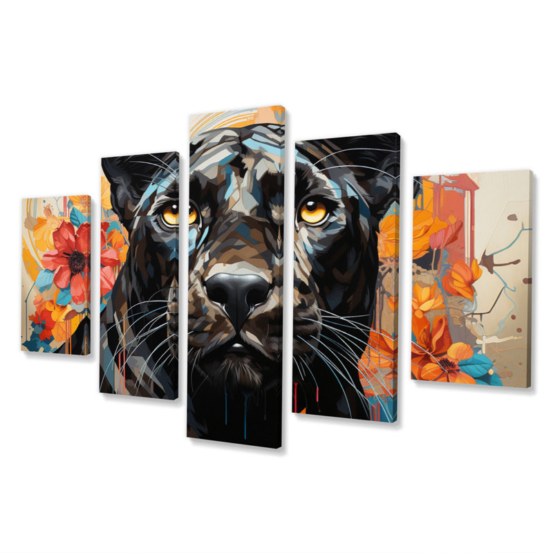Lark Manor™ Panther Elusive Panther Geometric - Animals Canvas Art ...