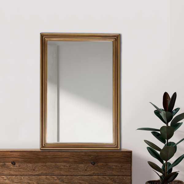 Latitude Run® Antique Gold Projected Frame Rectangle Mirror | Wayfair