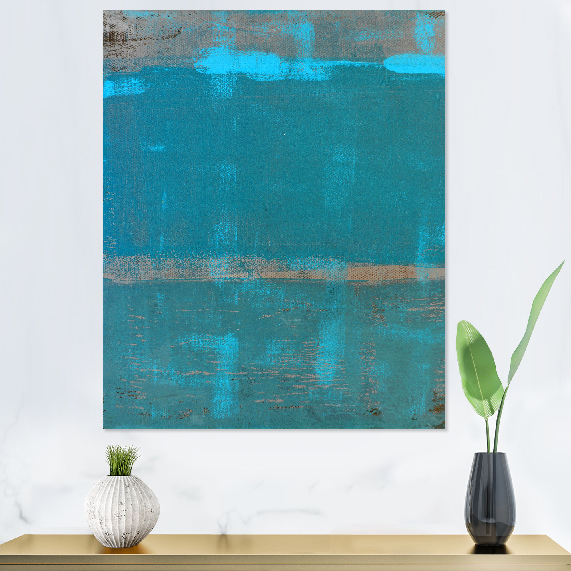 Wrought Studio™ Teal And Gray Abstract Art - Modern & Contemporary ...