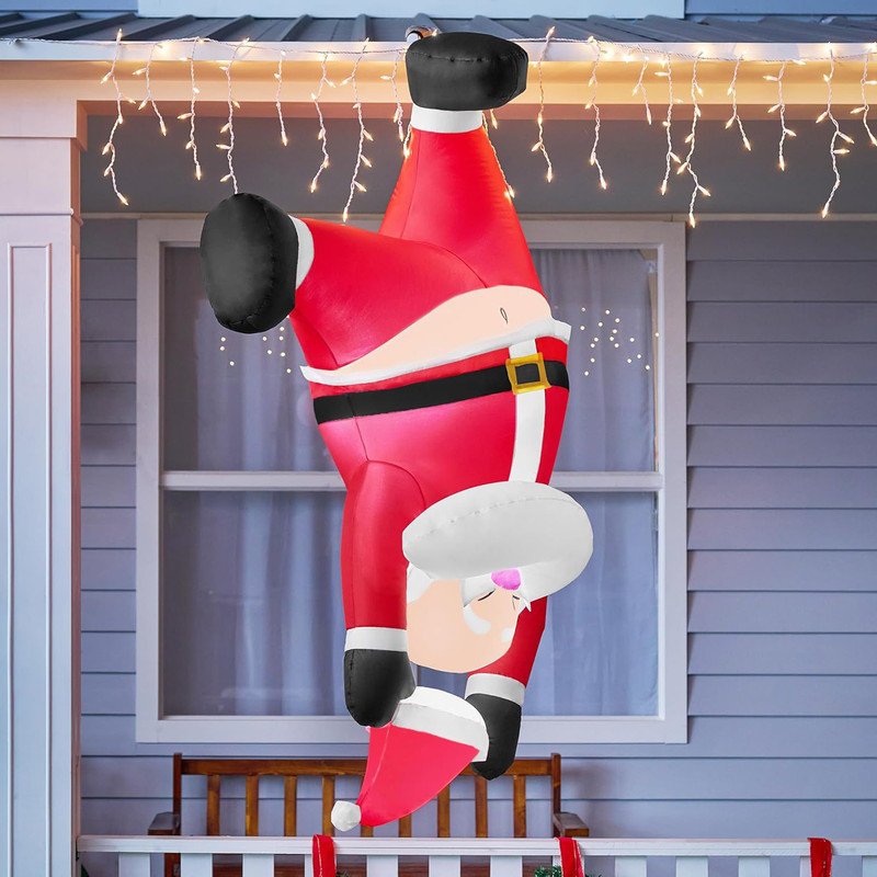 The Holiday Aisle® 6 FT Tall Hanging Christmas Santa Inflatables ...