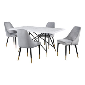Mercer41 Tirell 5 - Piece Rectangular Dining Table Set in White and ...