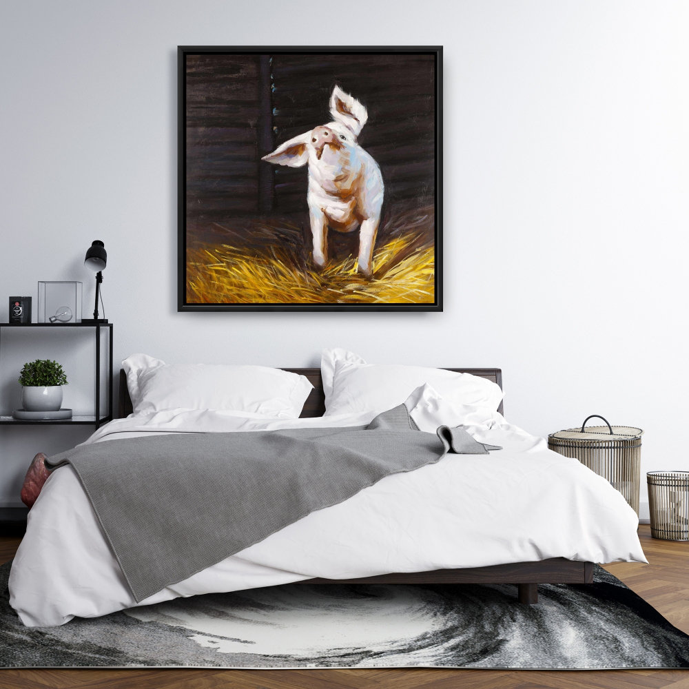 Begin Edition International Inc. " Happy Pig " on Canvas | Wayfair