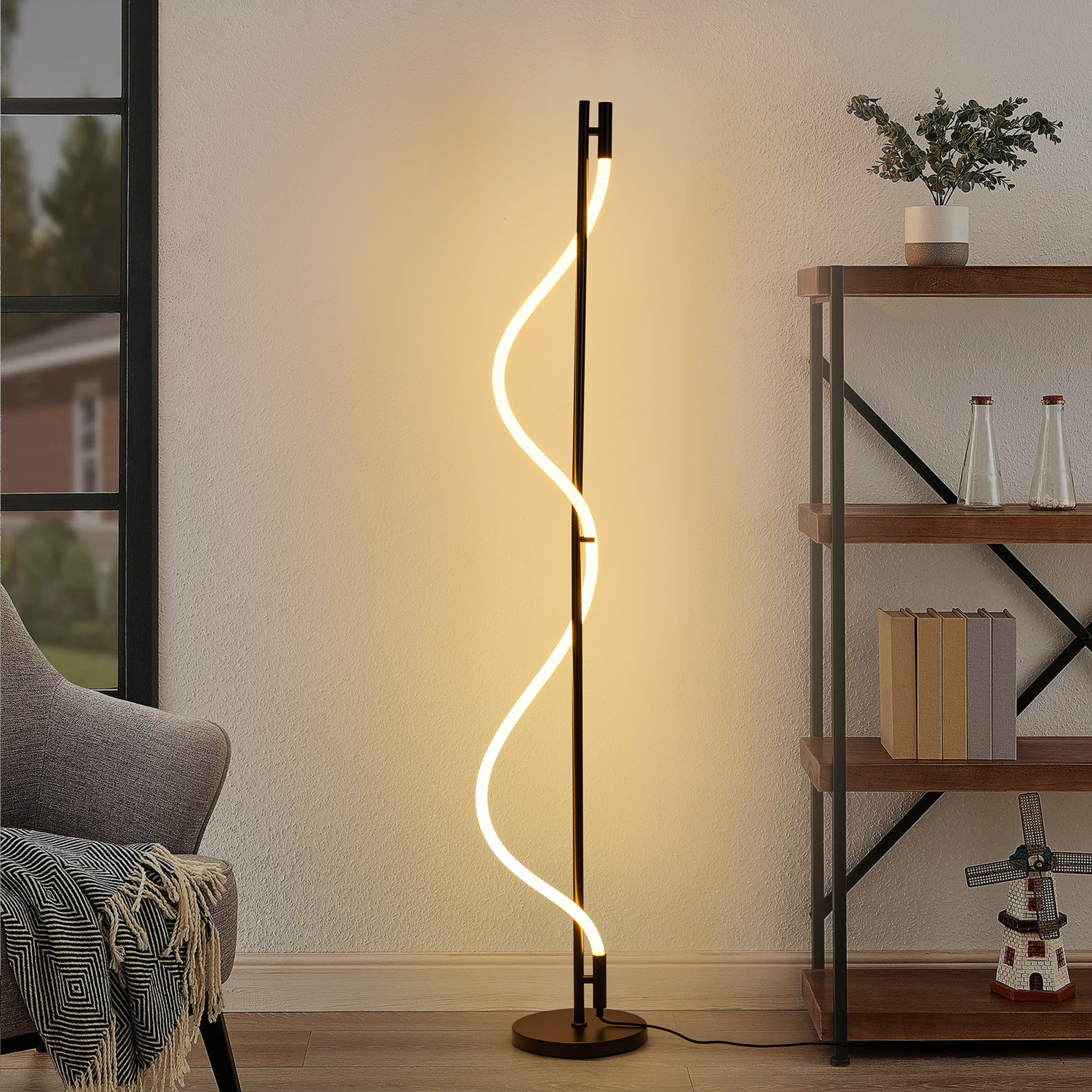 Wrought Studio™ Tortora Dimmable LED Rope Floor Lamp | Wayfair