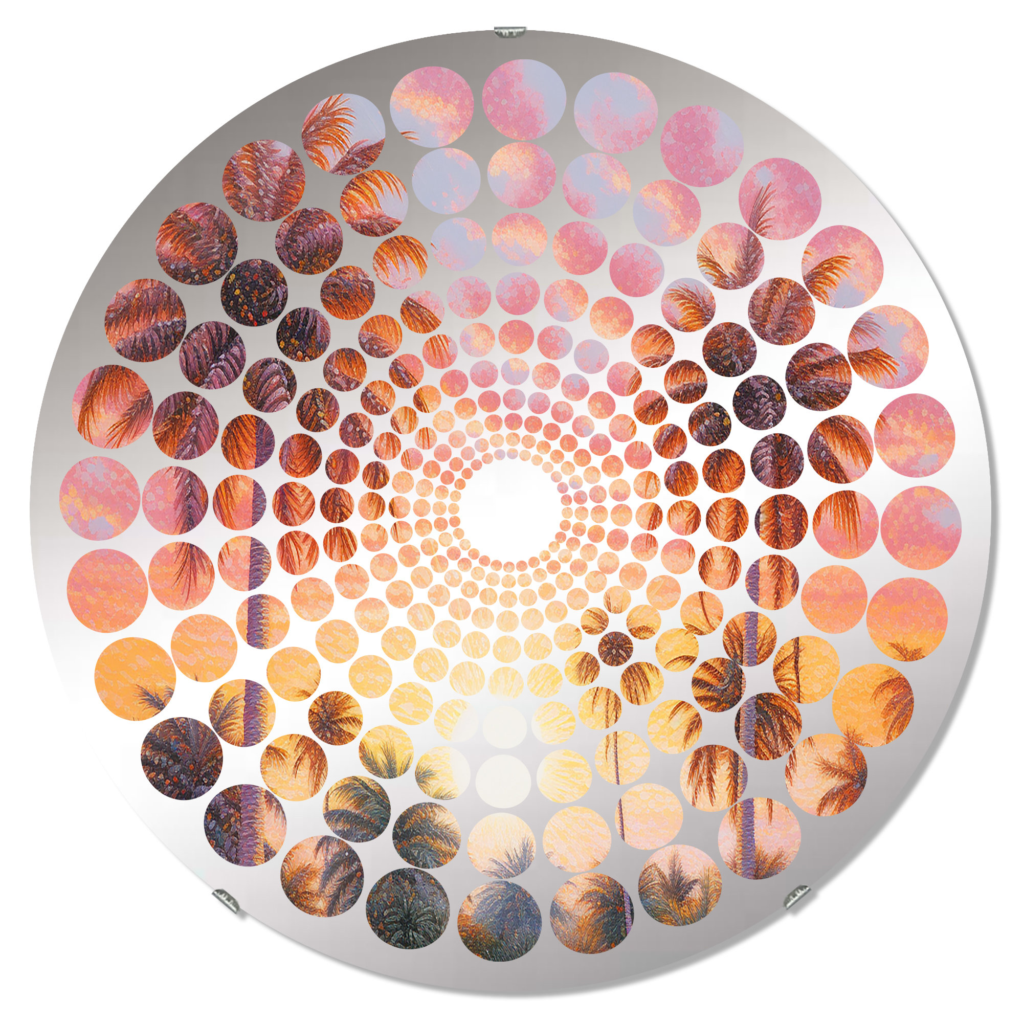 Design Art Rose Radiance Sunset Palm Trees V - Radial Dot Decorative ...