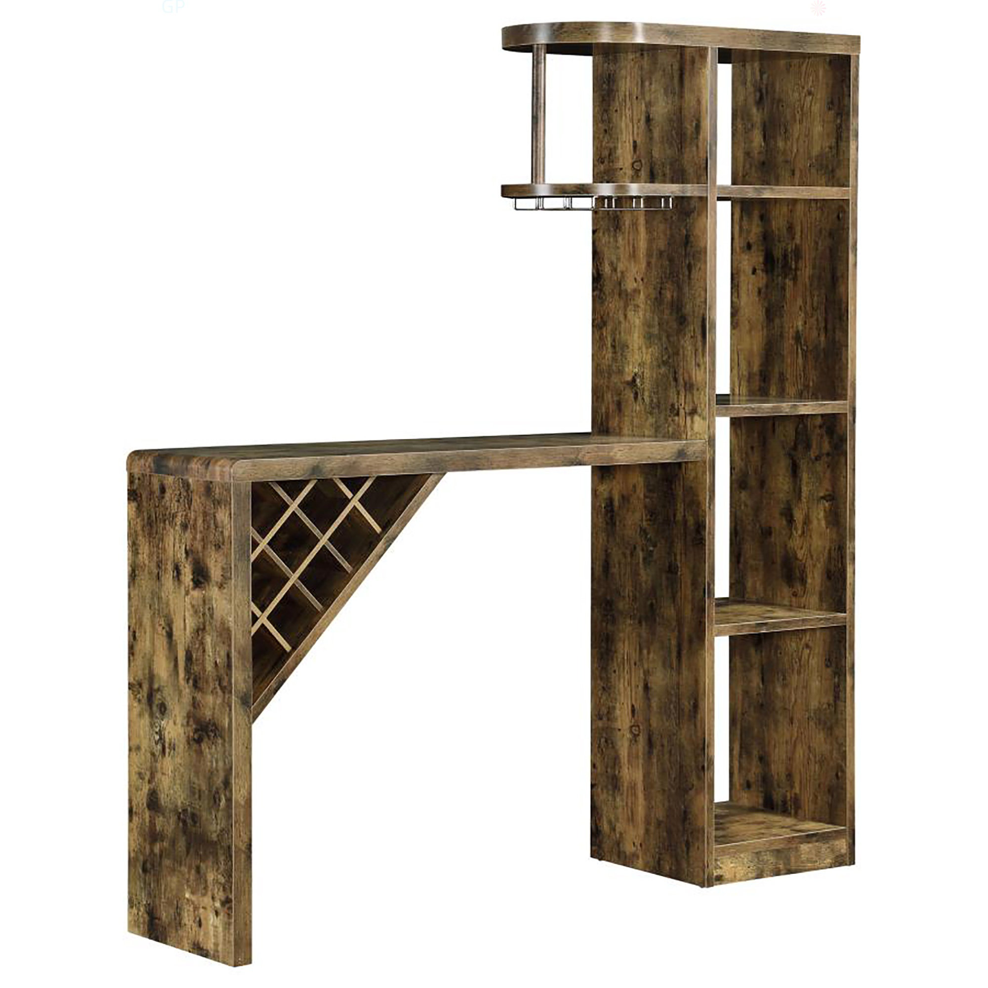 Loon Peak® Kady Rustic Nutmeg 5-Shelf Home Bar Table Wine Storage | Wayfair