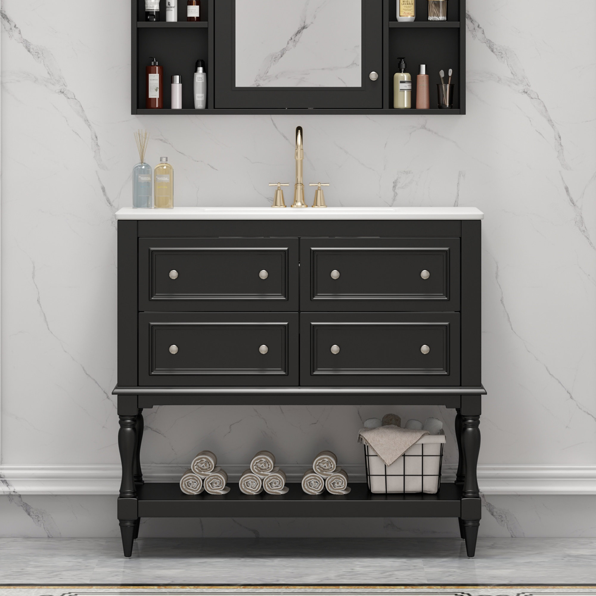 Winston Porter 36" Bathroom Vanity Cabinet With Sink Combo Set ...