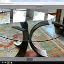 Global Views Lotus Dining Table w/Glass Top-Antique Gold/Bronze ...