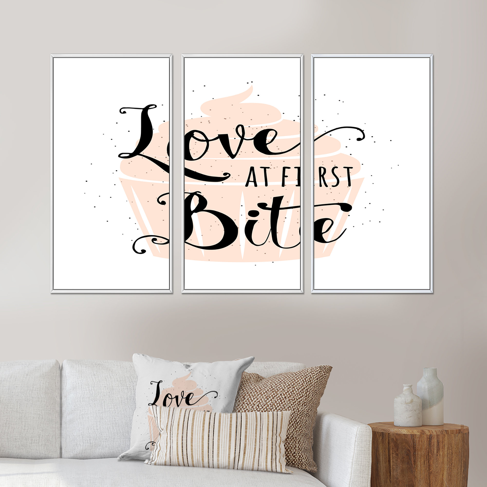 Trinx Love At First Bite - Traditional Framed Canvas Wall Art Set Of 3 ...