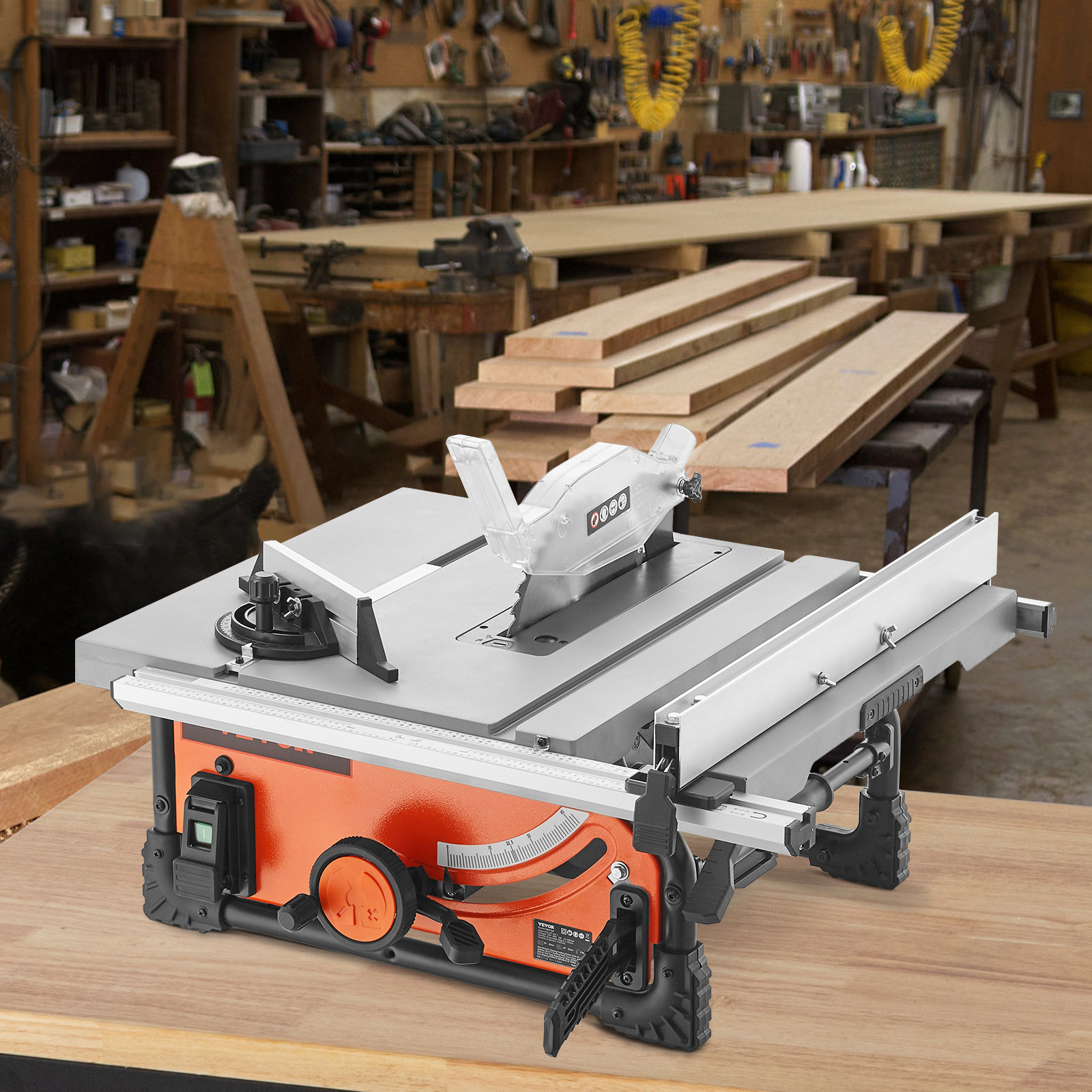 VEVOR 10" Table Saw Electric Cutting Machine 4500RPM 25-in Rip Capacity ...