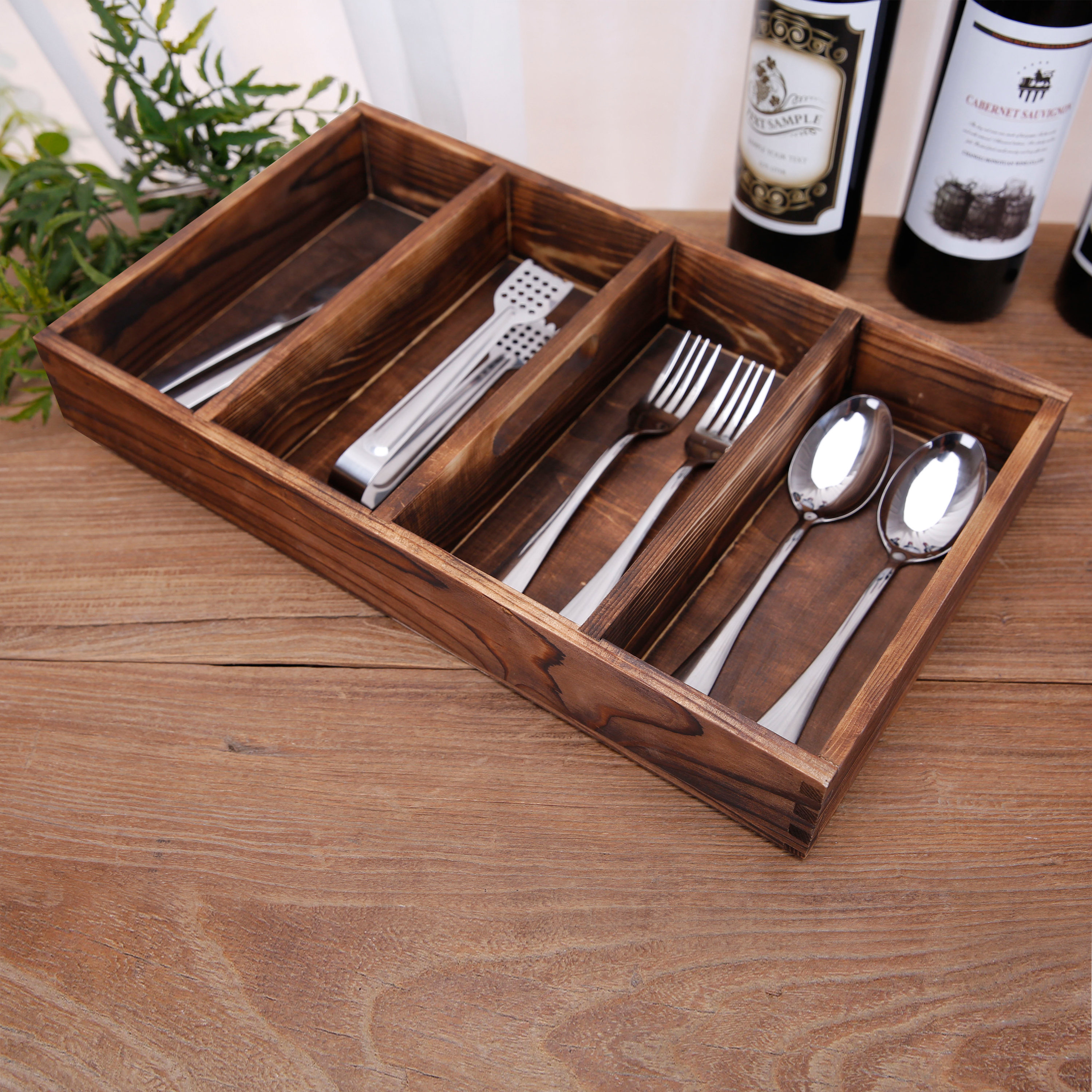 Millwood Pines 4 Slot Wood Flatware Utensil Cutlery Tray & Reviews ...