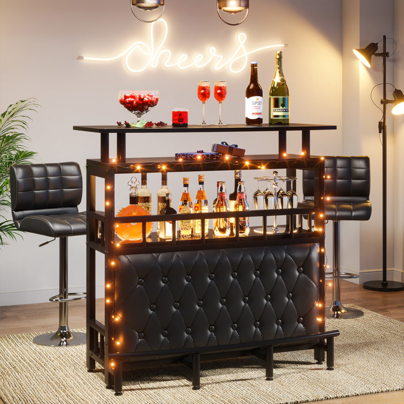 Winston Porter Home Bar Unit with Storage Shelves Bar Cabinet & Reviews ...