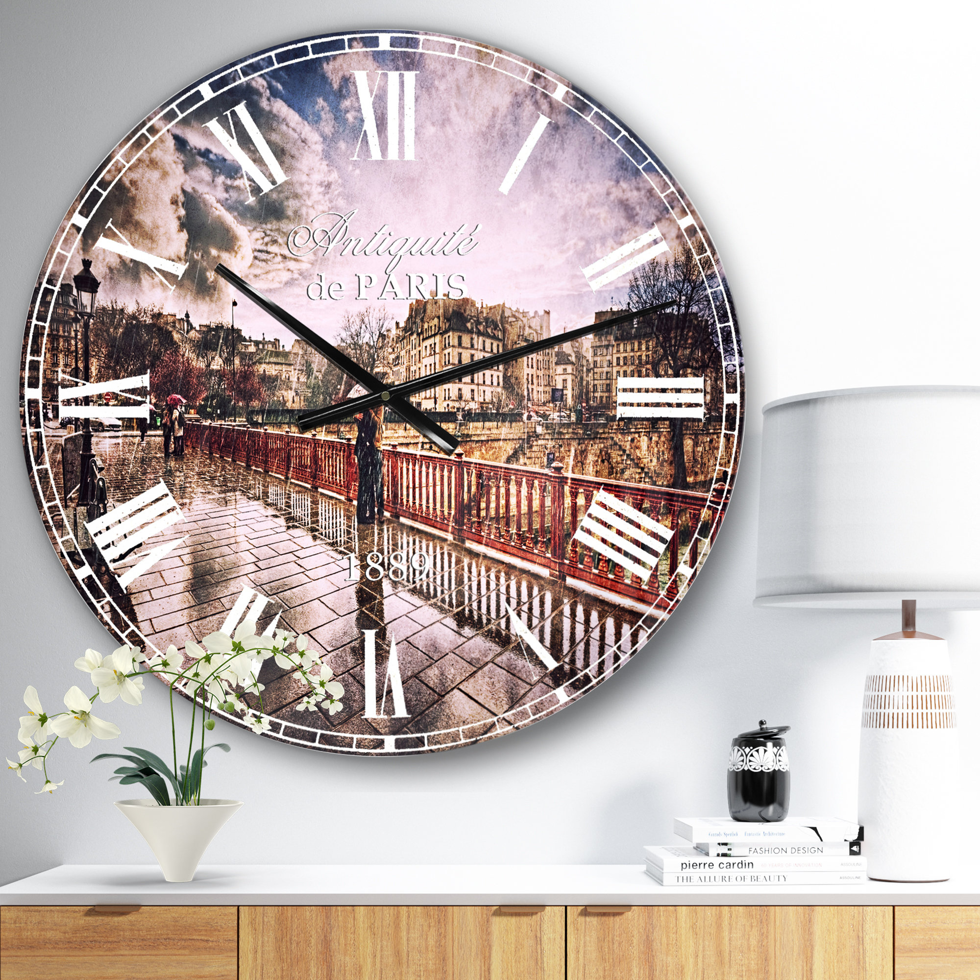 The Twillery Co. Bridge in Rain - French Country Wall Clock - Wayfair ...