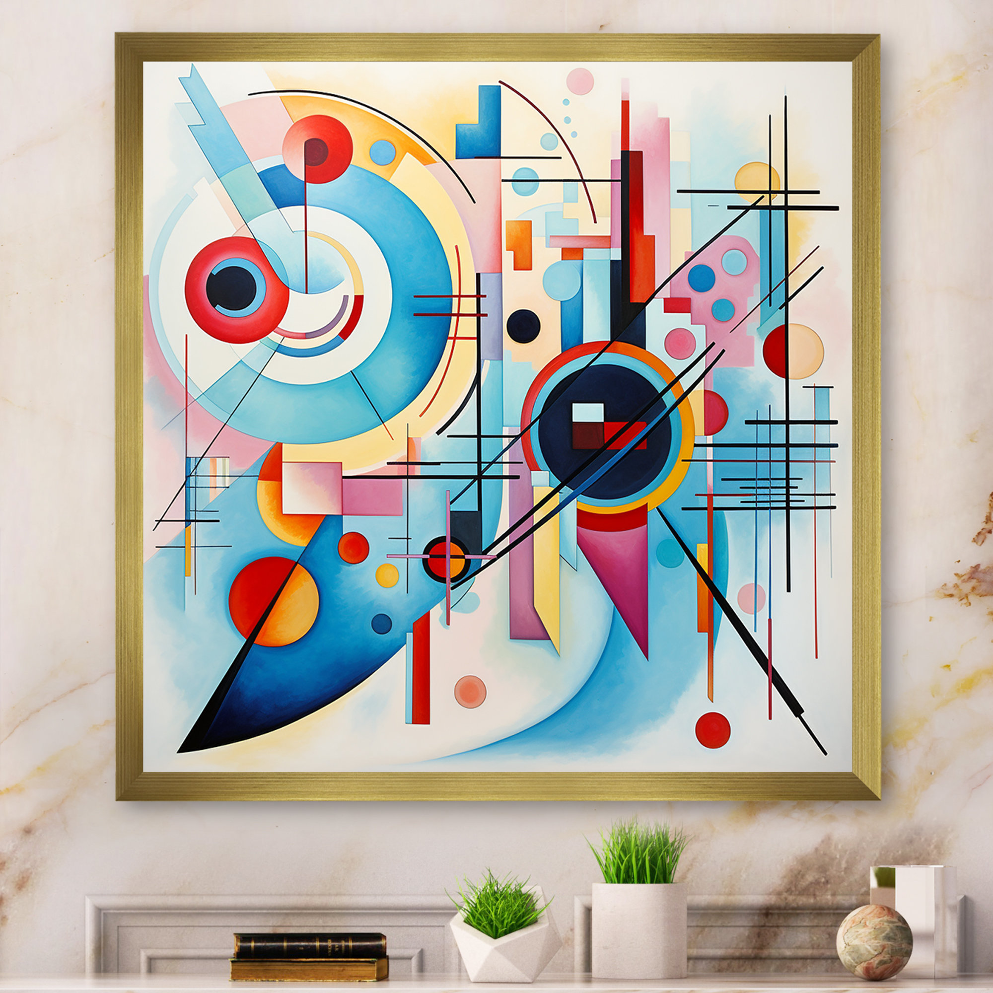 Wrought Studio™ Blue And Pink Abstract Geometric Vision 5 - Geometric ...