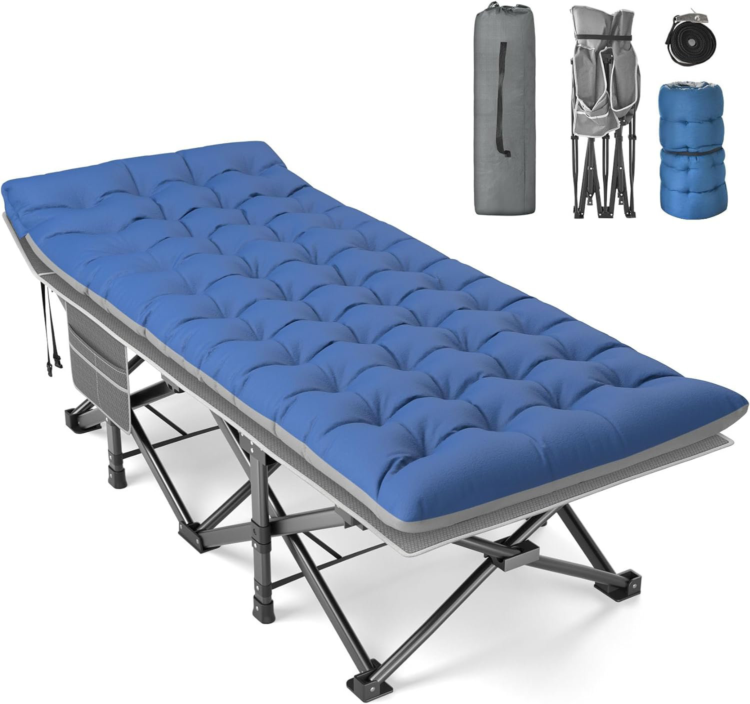 Suteck Folding Camping Cot XXL, 79" L x 32" W x 19" H Oversized ...