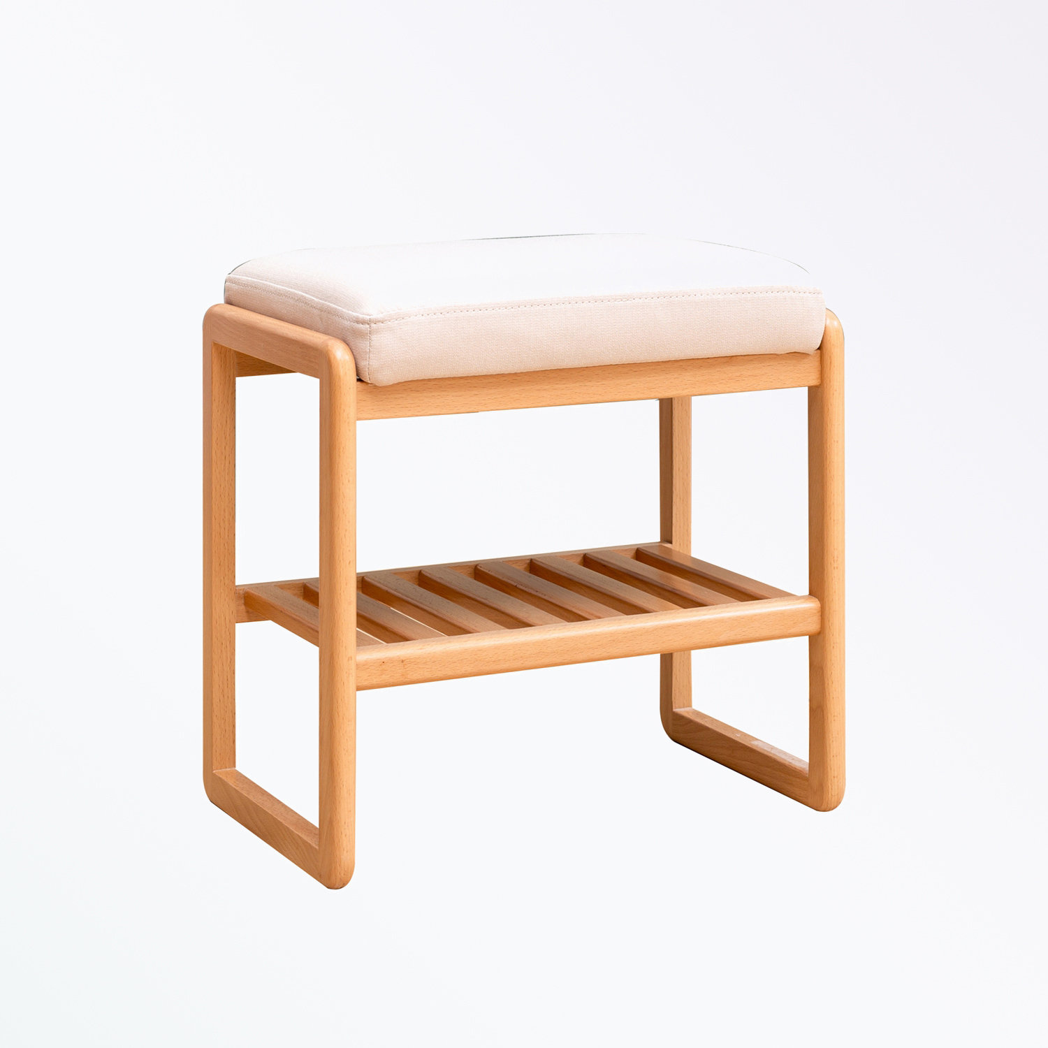 Latitude Run® Wood bench with open shelf and High Rebound Sponge ...