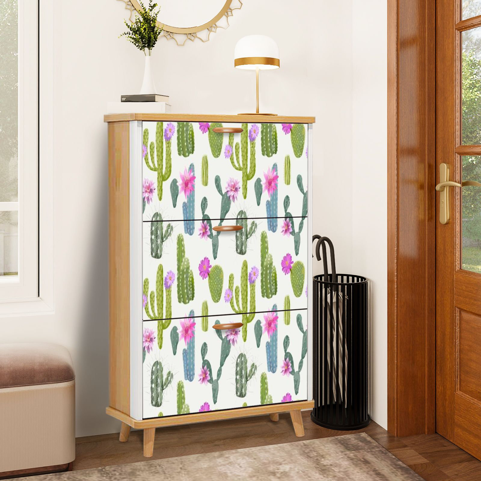 East Urban Home Shoe Storage Cabinet with 3 Flip Drawers for Cactus ...