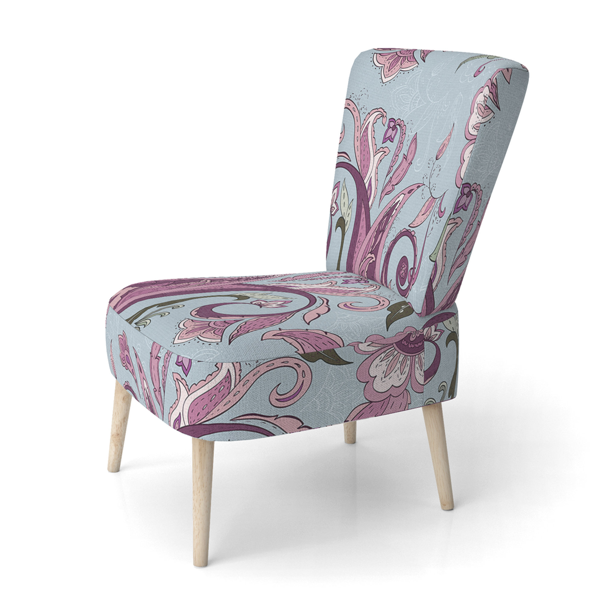 Red Barrel Studio® Pink Floral Paisley - Upholstered Patterned Accent ...