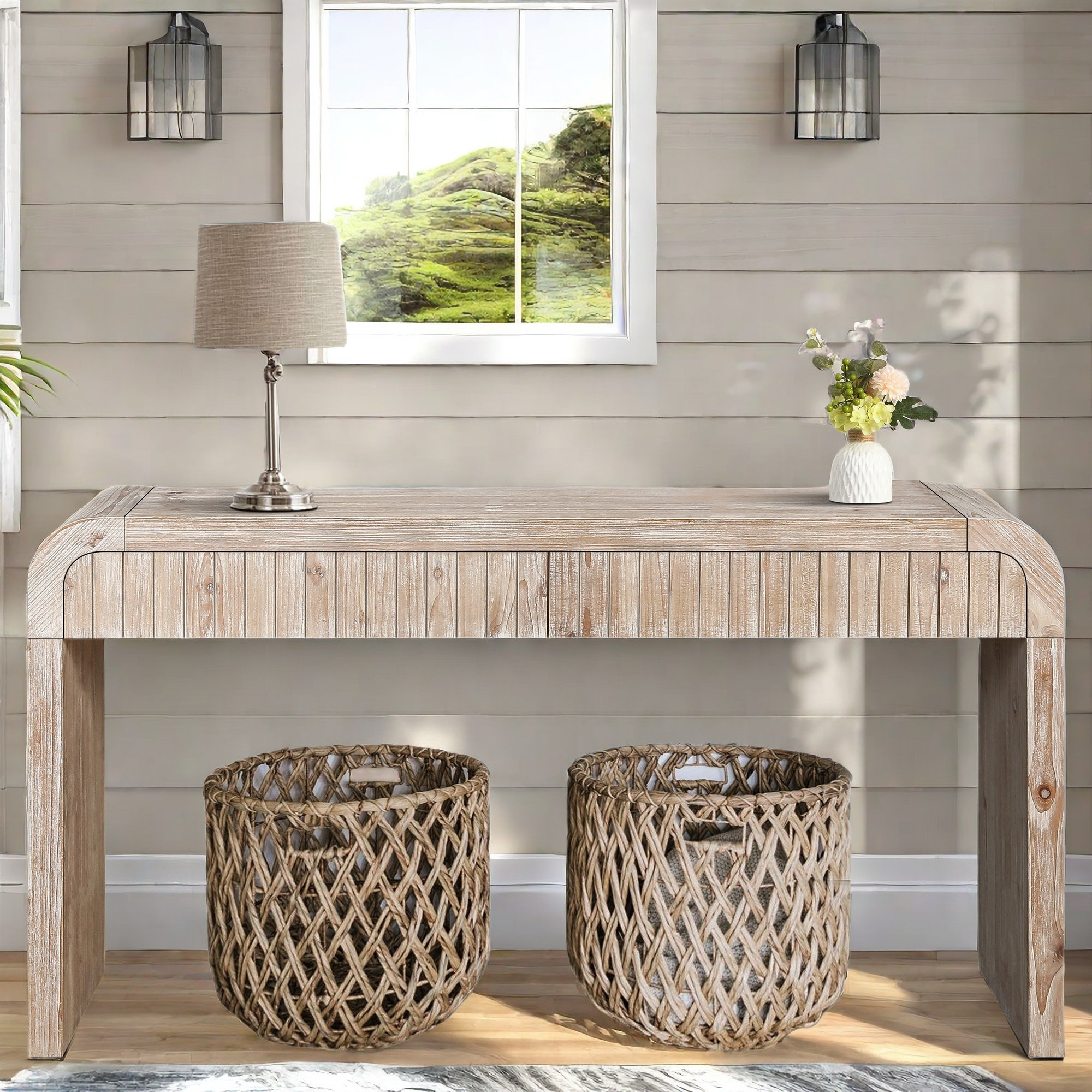 Latitude Run® Farmhouse Avey Console Table With Two Hidden Handle ...