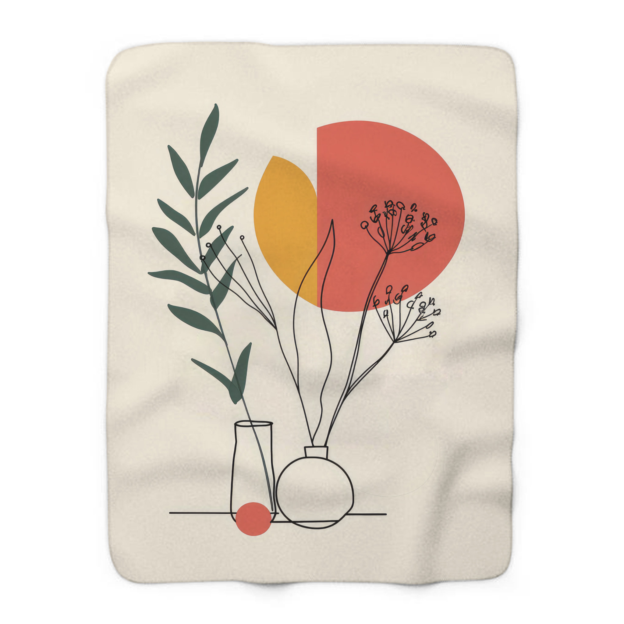MentionedYou Minimalist Plant Sketch - 1 Piece Premium Sherpa Blanket ...