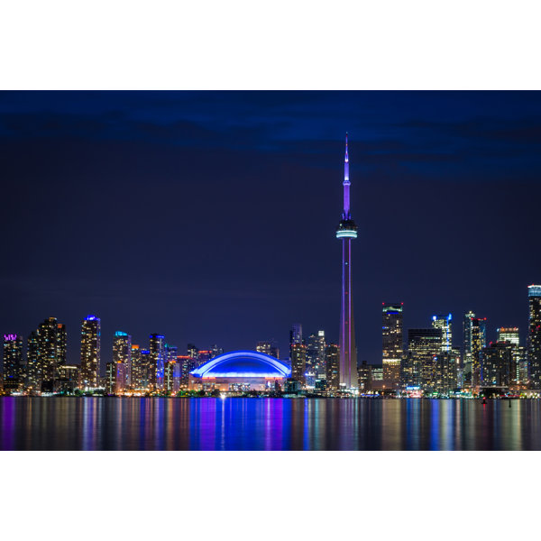 17 Stories Toronto Skyline At Night by Ganolmc - Wrapped Canvas Print ...