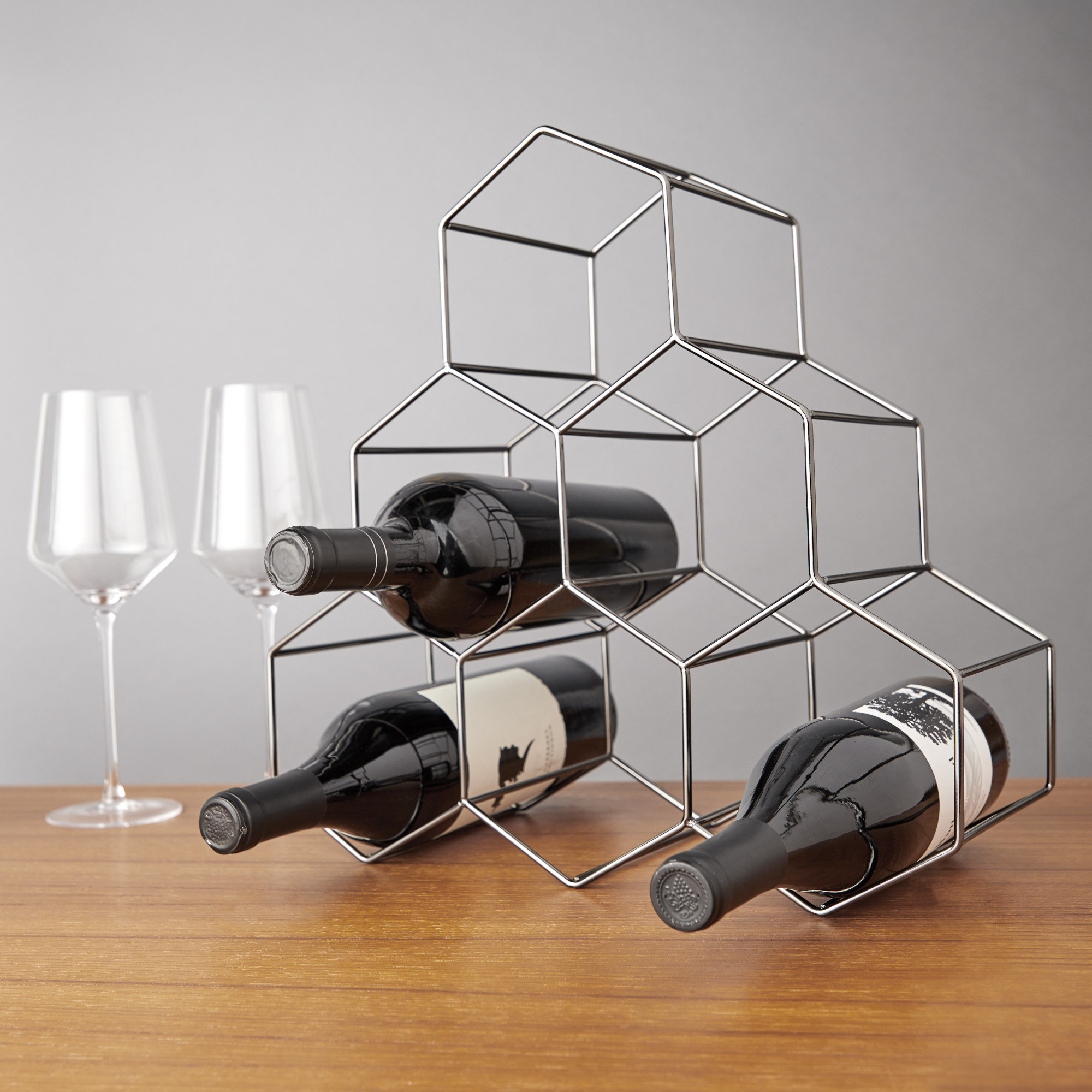 Viski Geo Countertop Wine Rack in Gunmetal & Reviews | Wayfair