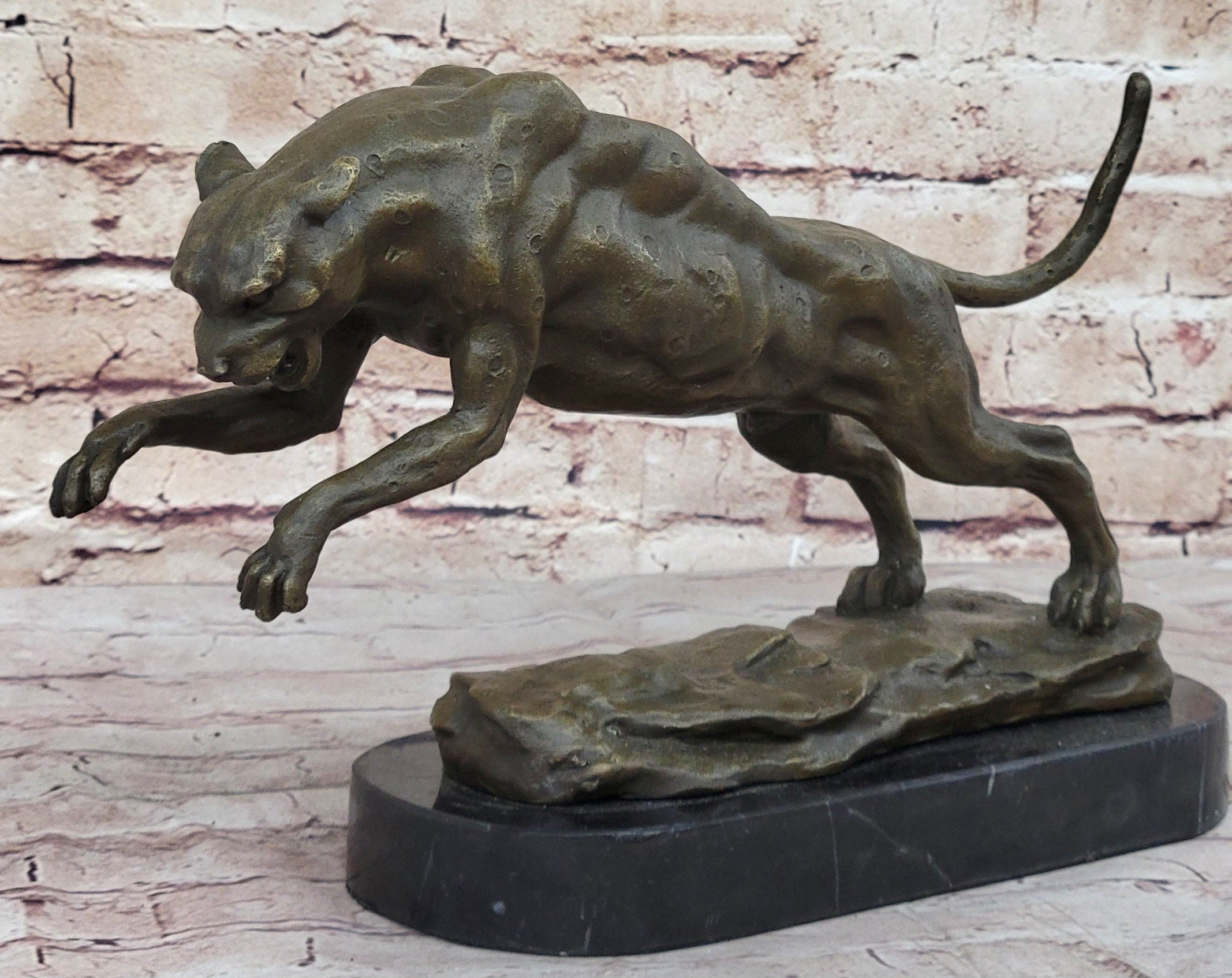 Bungalow Rose Xandra Handmade Panther Jumping Bronze Sculpture Cubism ...